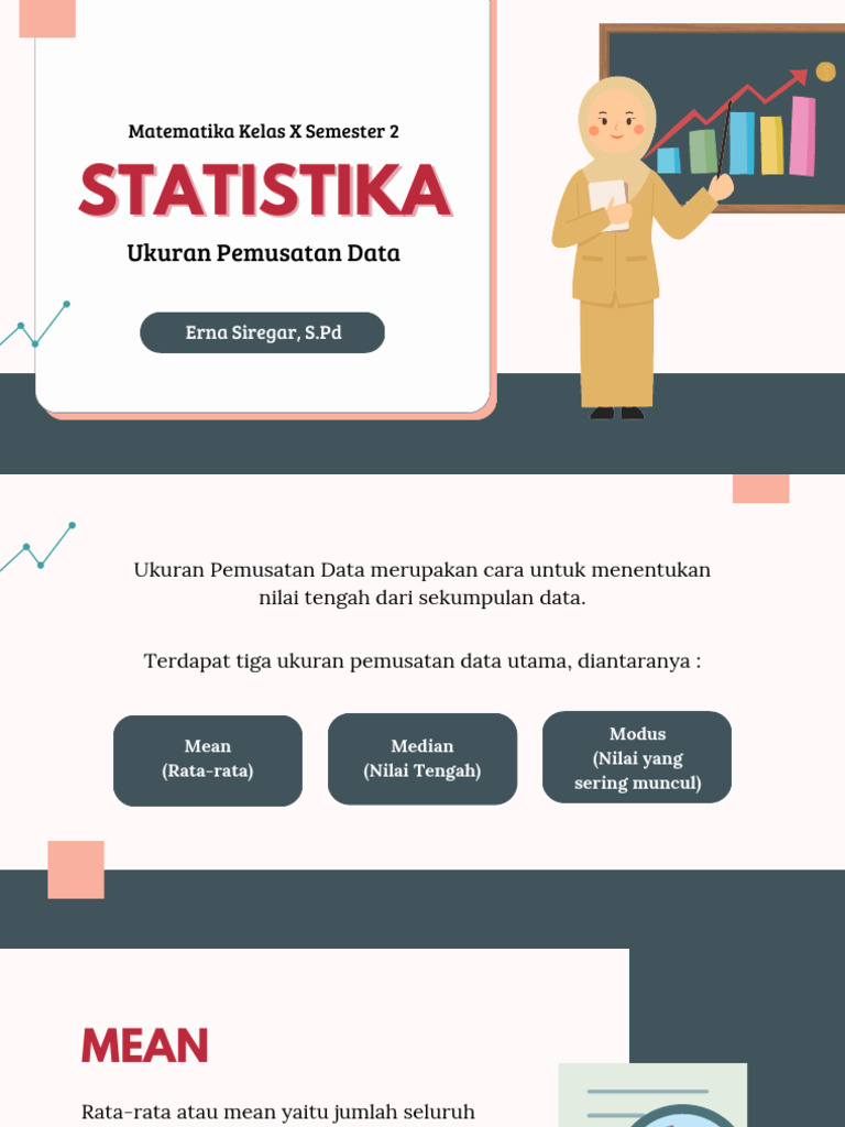 Statistika Ukuran Pemusatan Data Presentasi Krem Dan Hijau Ilustrasi ...