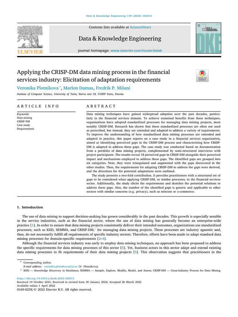 Applying The CRISP-DM Data Mining Process in The Financial Services ...