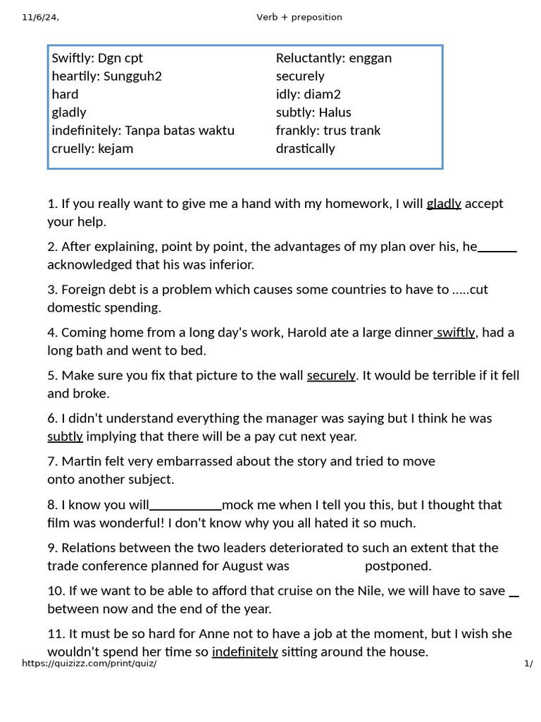 Verb Collocation Exercise | PDF | Linguistic Typology | Linguistic ...