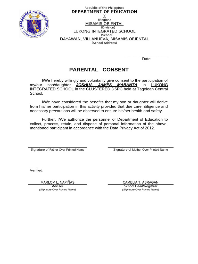 2020 Parents Consent Revised | PDF
