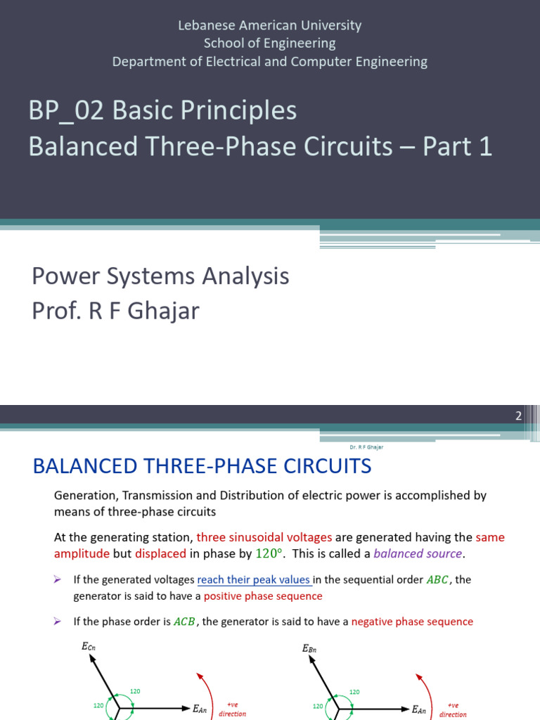 BP - 02 Balanced Three-Phase Circuits - Part 1 | PDF | Phase (Waves) | Electrical Impedance