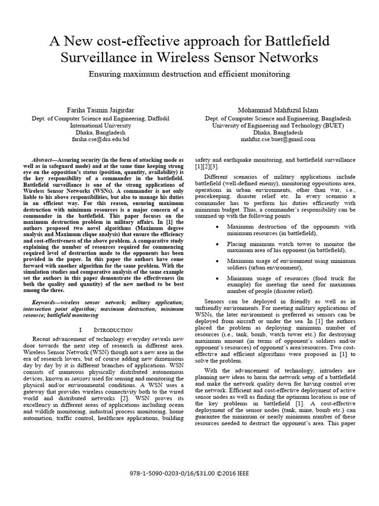 A New Cost-Effective Approach For Battlefield Surveillance in Wireless ...