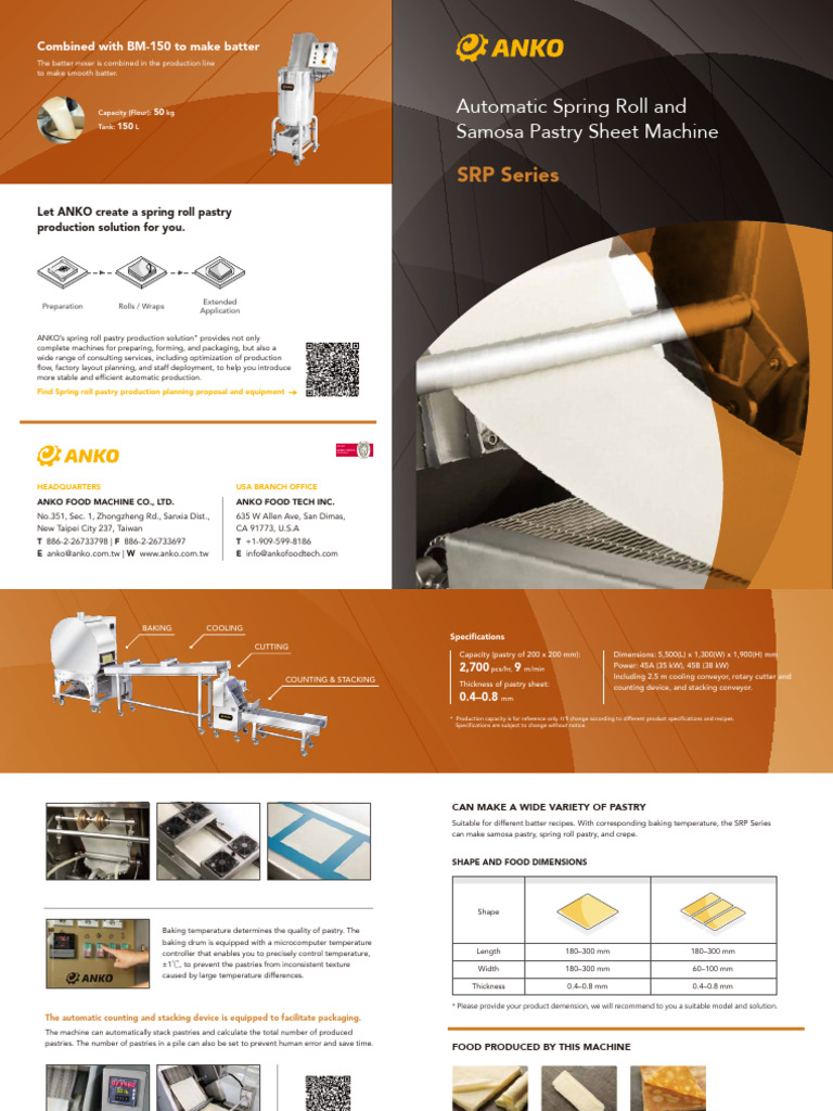 Spring Roll Pastry Production Solution | PDF
