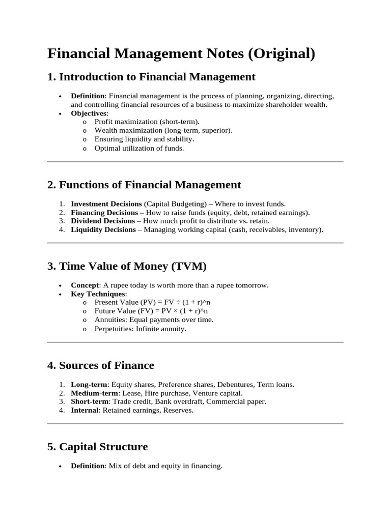 Comprehensive Financial Management Guide | PDF | Cost Of Capital ...