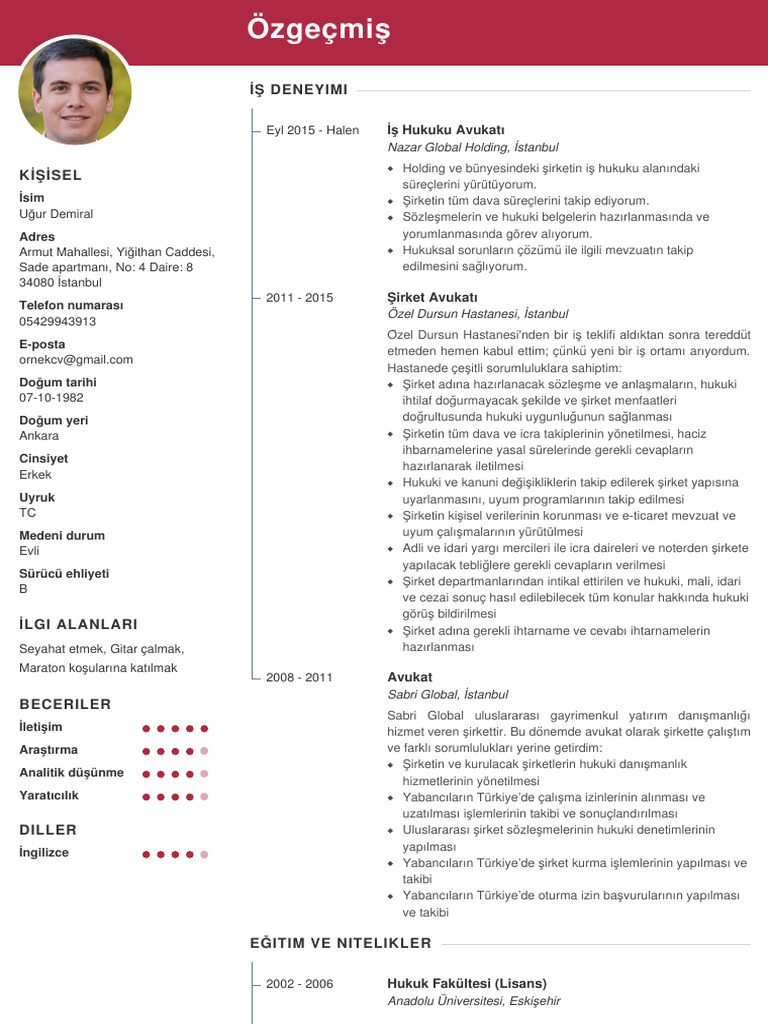 CV Ornek Avukat | PDF
