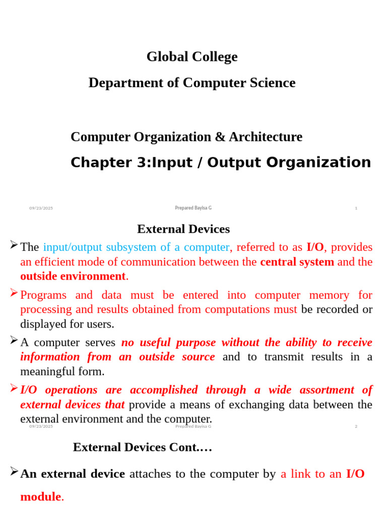 Chapter 3 Input Output Organization | PDF | Input/Output | Central Processing Unit