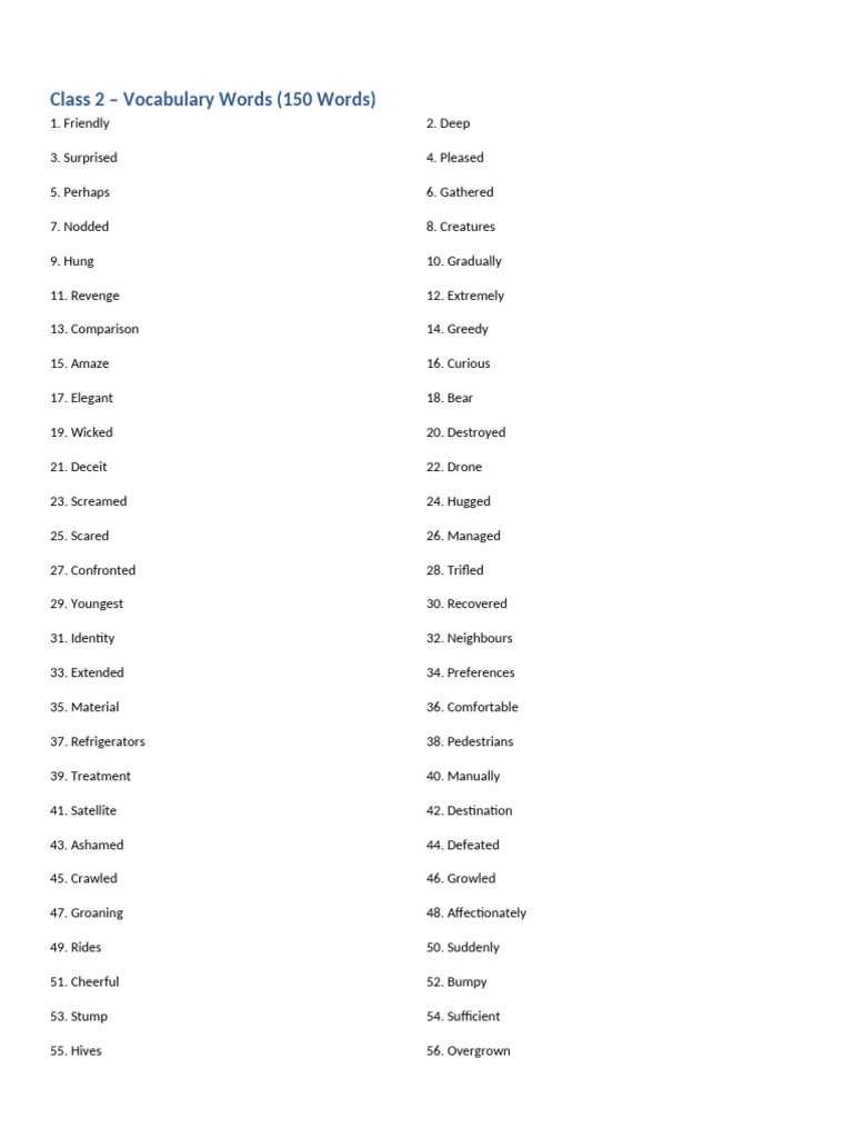 Class 2 Vocabulary Words List | PDF | Chess Theory | Chess