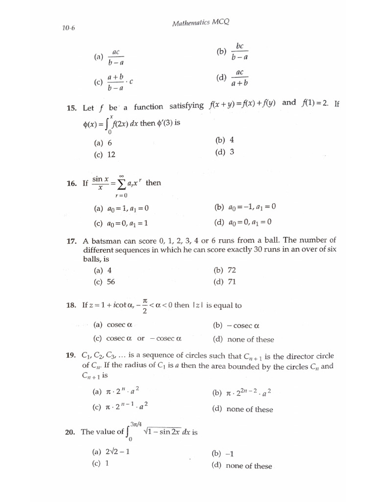 JEE Avance Maths Test 1 Part 2 (A D Gupta) With Ans Key | PDF