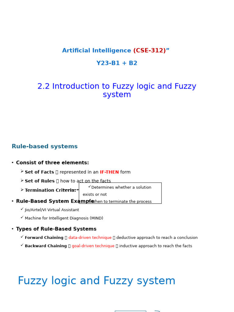 AI-CSE312 - Unit 2.2 - 12 and 15 September 2025 | PDF | Fuzzy Logic | Logic