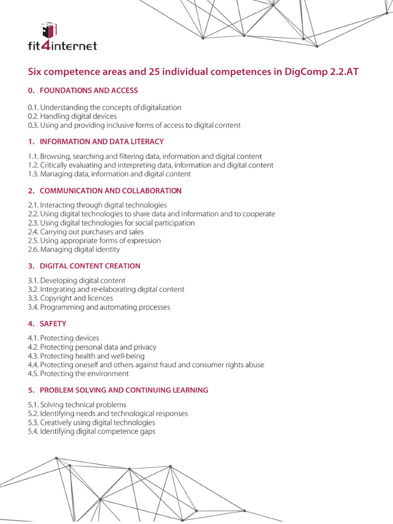 DigComp at Competence Areas Overview-Endversion | PDF