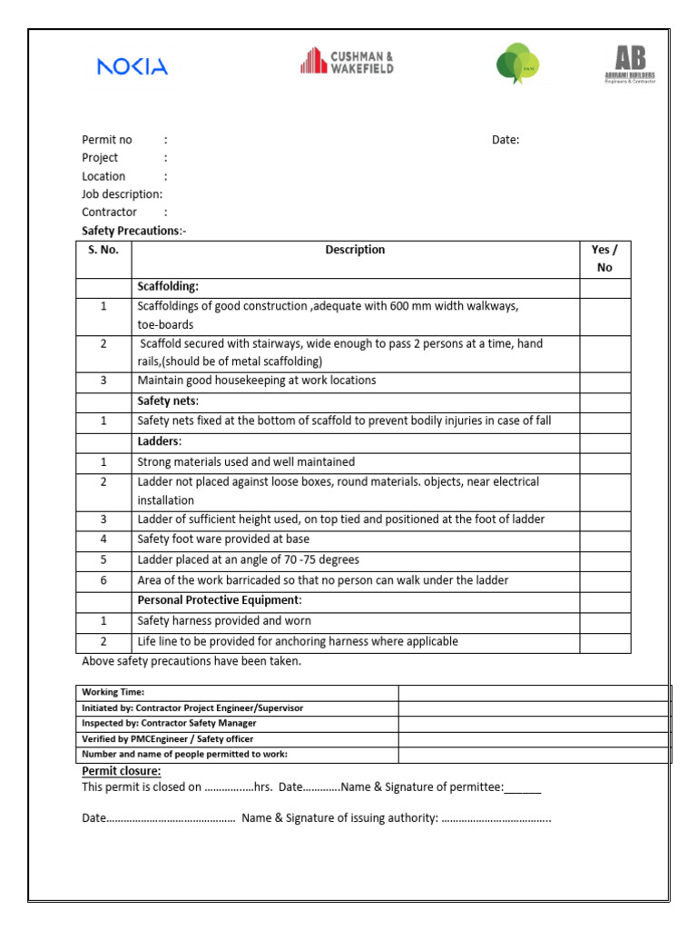 Height Work PTW PDF | PDF