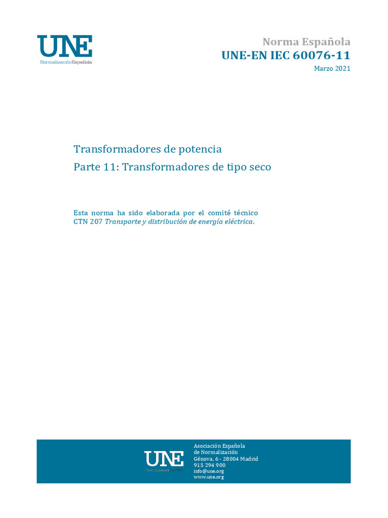 Norma UNE-EN IEC 60076-11:2021 | PDF | Transformador | Aislador ...