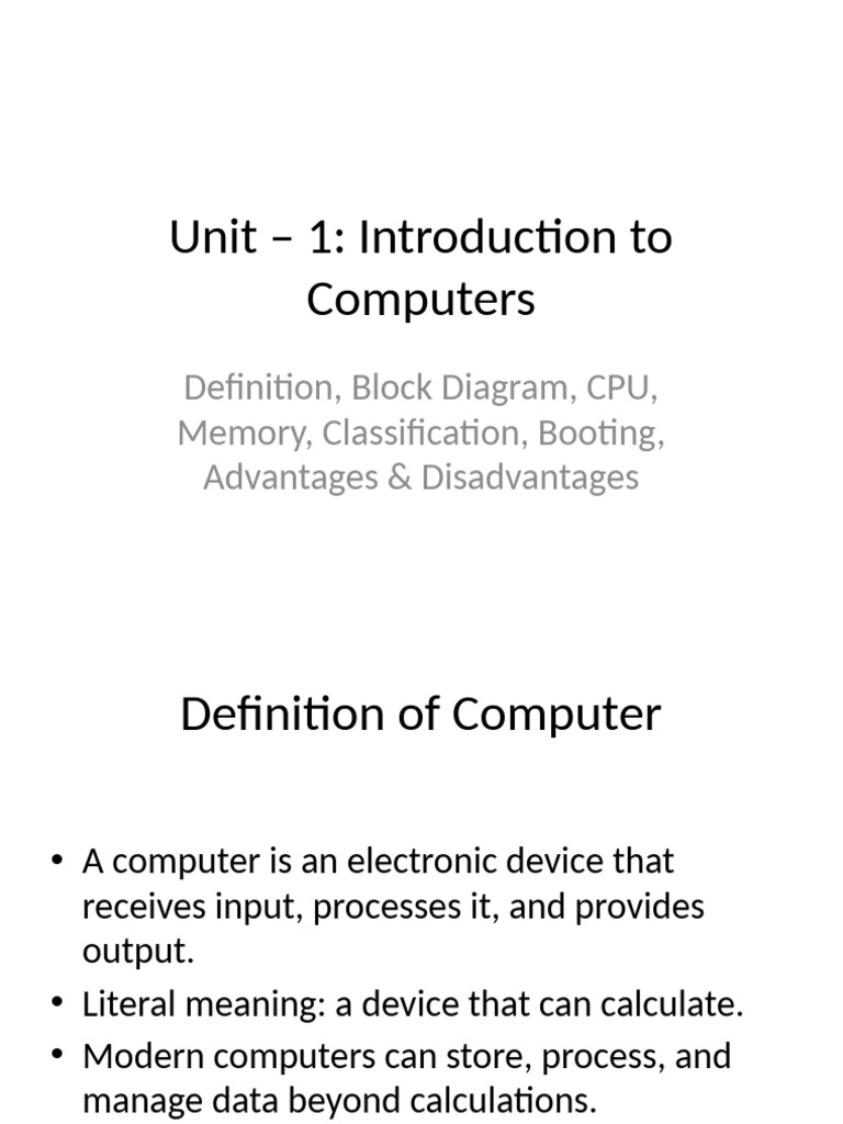 Unit1 Introduction To Computers | PDF | Multiplication | Input/Output