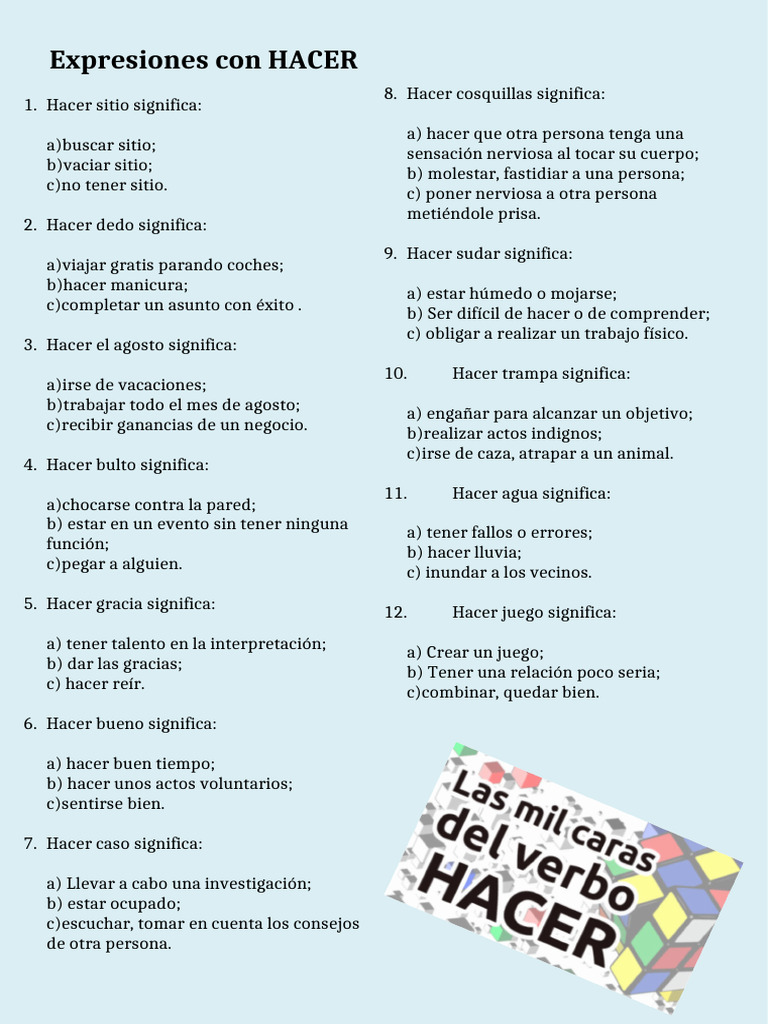 Expresiones Comunes con "Hacer" | PDF