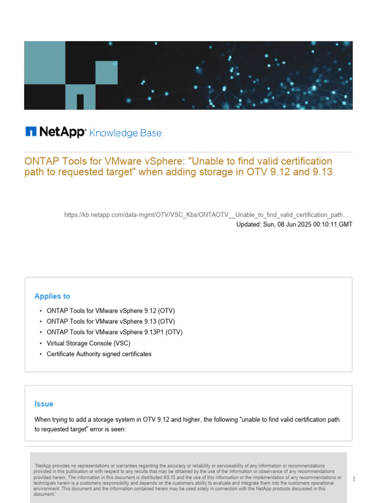 ONTAP Tools For VMware VSphere | PDF