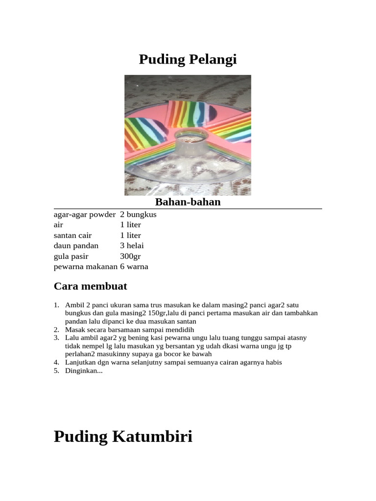 Resep Puding Pelangi Enak dan Mudah | PDF