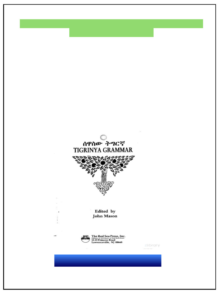 Tigrinya Grammar English and Tigrinya Edition John Mason Online Reading ...