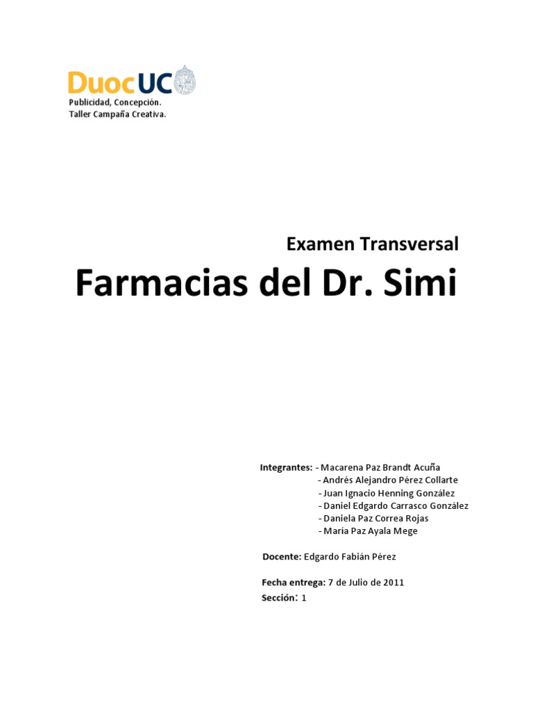 Examen Farmacias Del Dr. Simi Final | PDF | Farmacia | Farmacéutico
