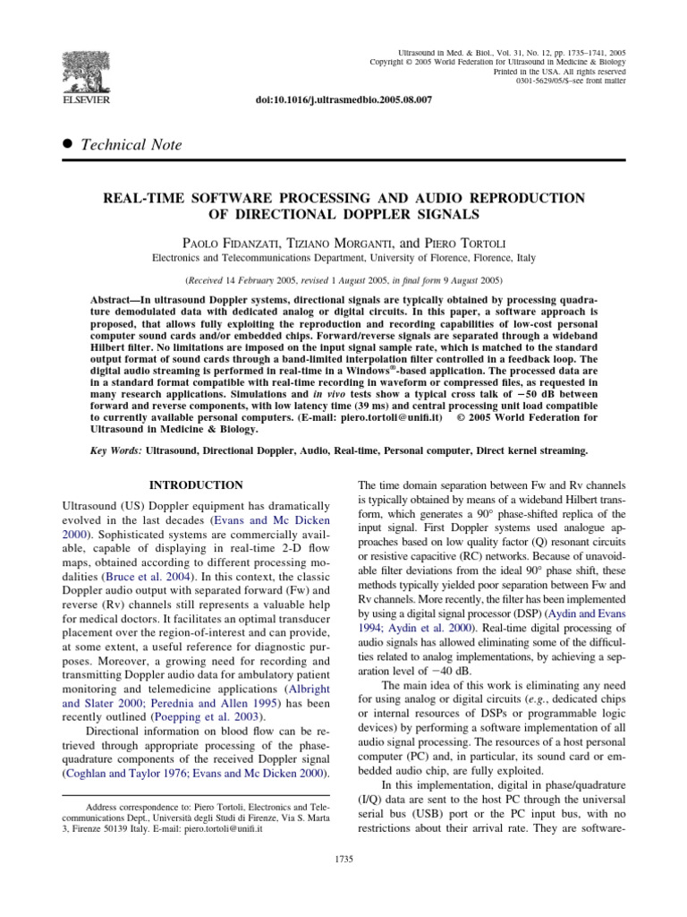 Real-Time Processing of Doppler Signals | PDF | Sampling (Signal ...