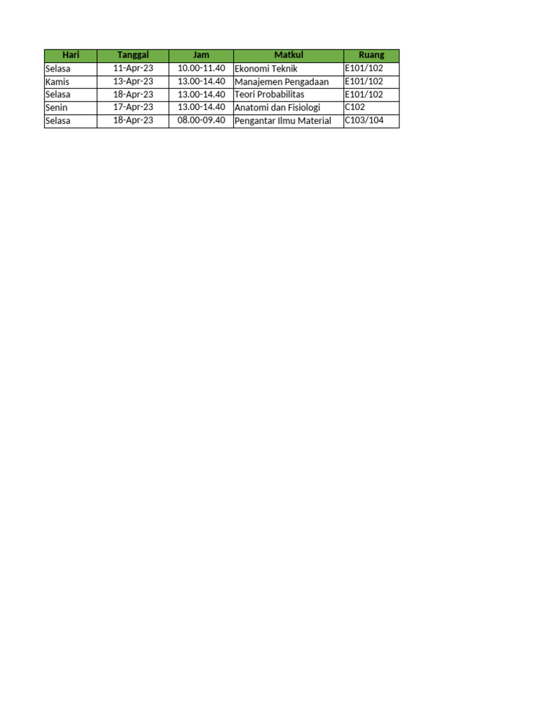 Jadwal UTS | PDF