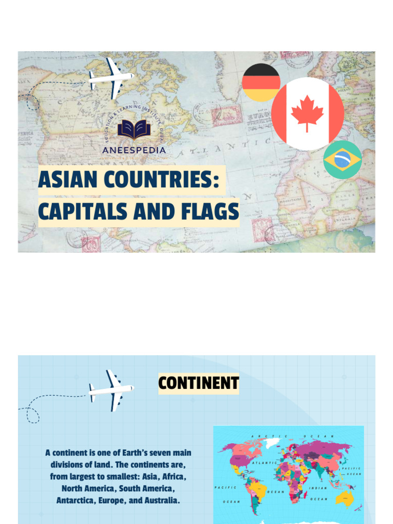 Asian Countries Flags and Capitals | PDF | Asia | Continent