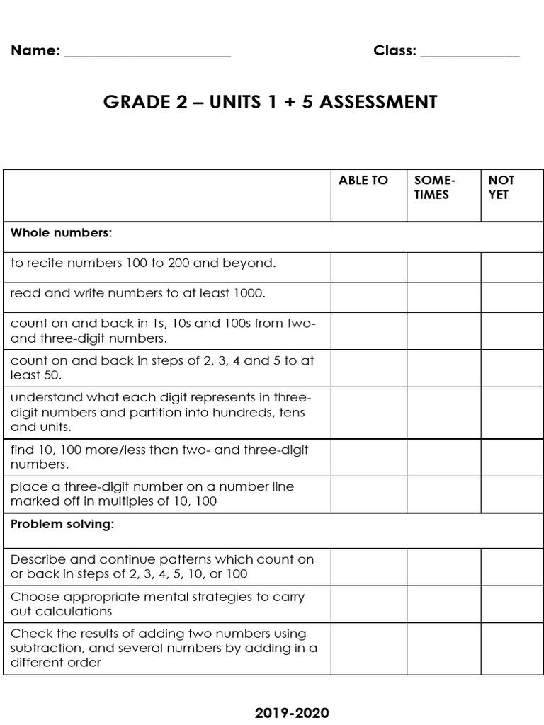 Grade 2 Math Assessment Units 1 & 5 | PDF | Chess | Chess Theory