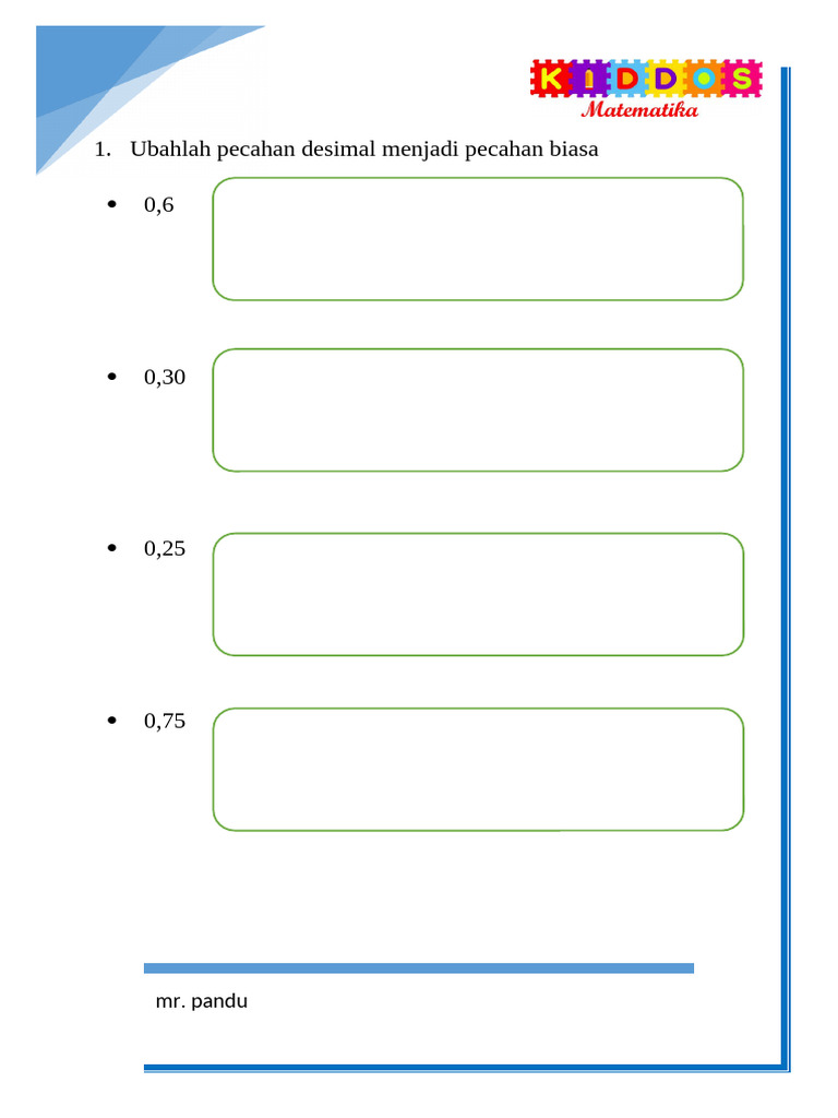 Mengubah Pecahan, Desimal, Persen | PDF