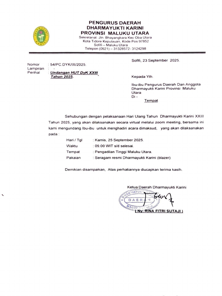 Undangan HUT DyK | PDF