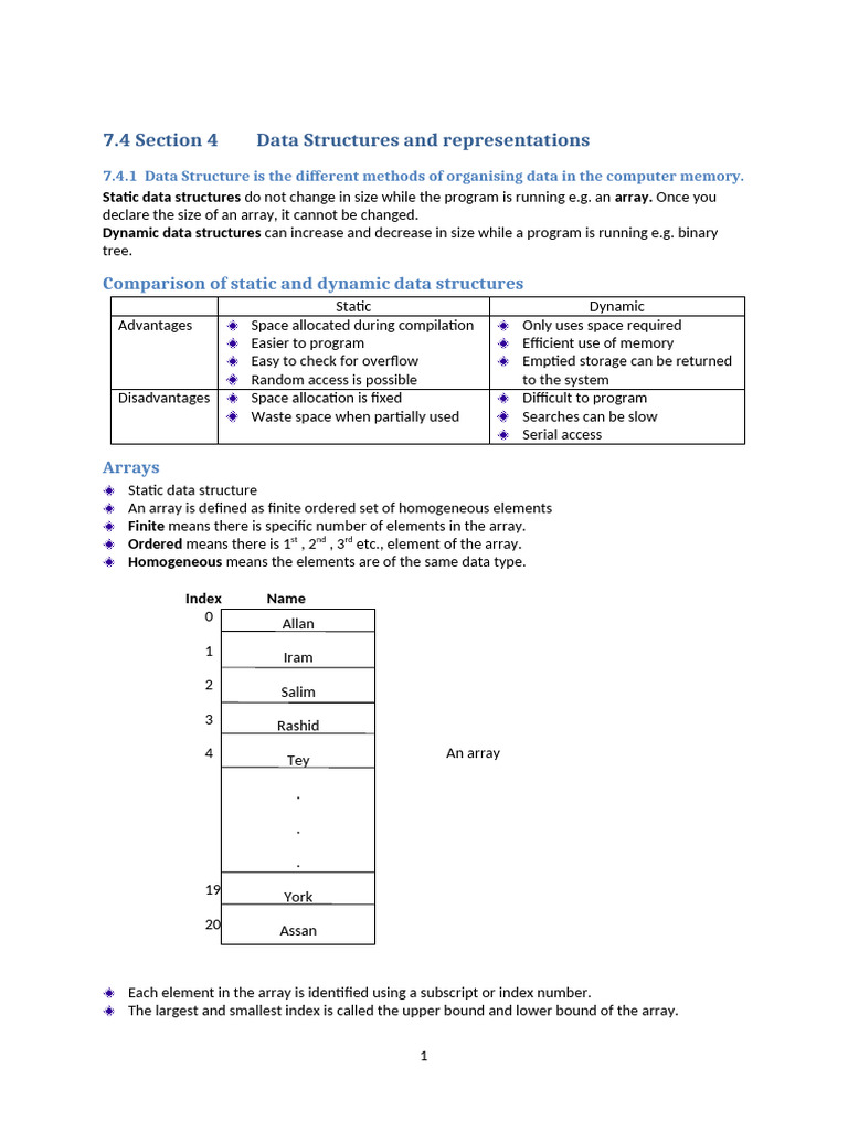 7.4 Section 4 Data Structure and Data Representations | PDF | Binary ...