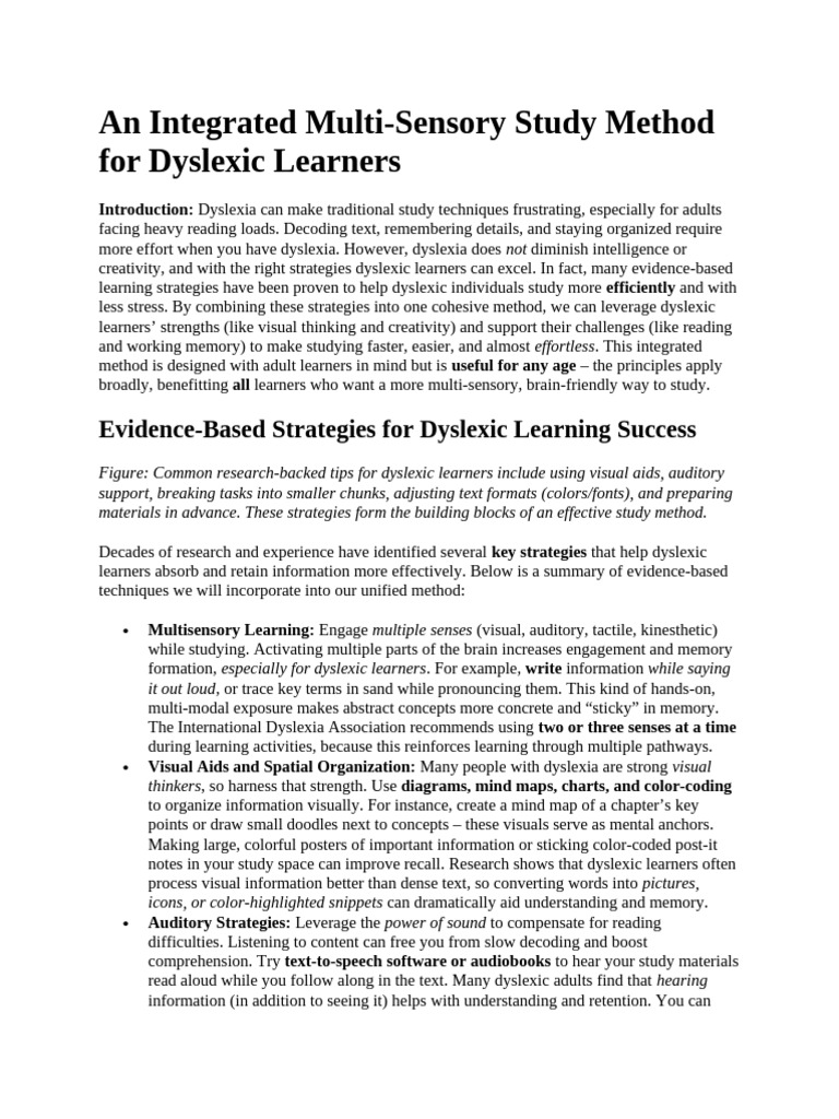 Multi-Sensory Strategies for Dyslexia | PDF | Dyslexia | Memory