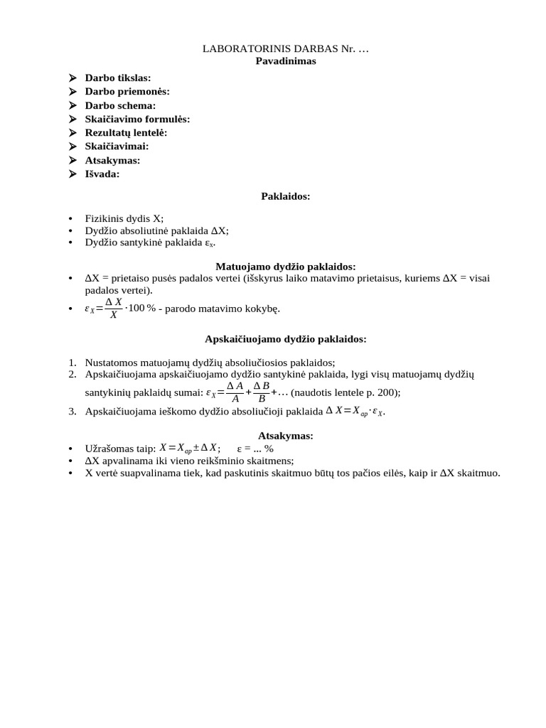 LD Ataskaita Ir Paklaidos | PDF