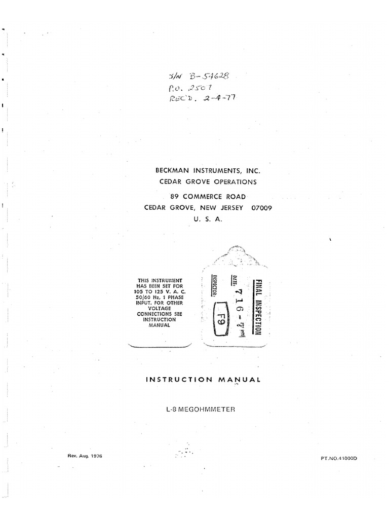 BECKMAN L-8 Instruction | PDF