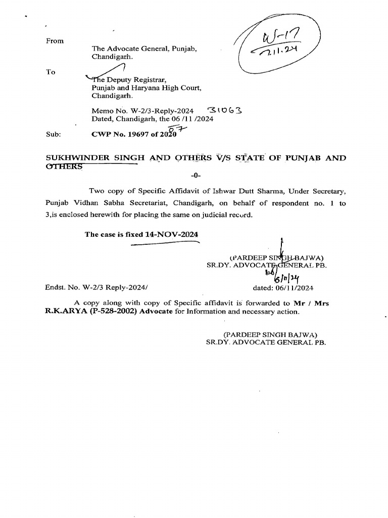 CWP 19697 2020 Reply Resp 1 To 3 PDF | PDF | Practice Of Law