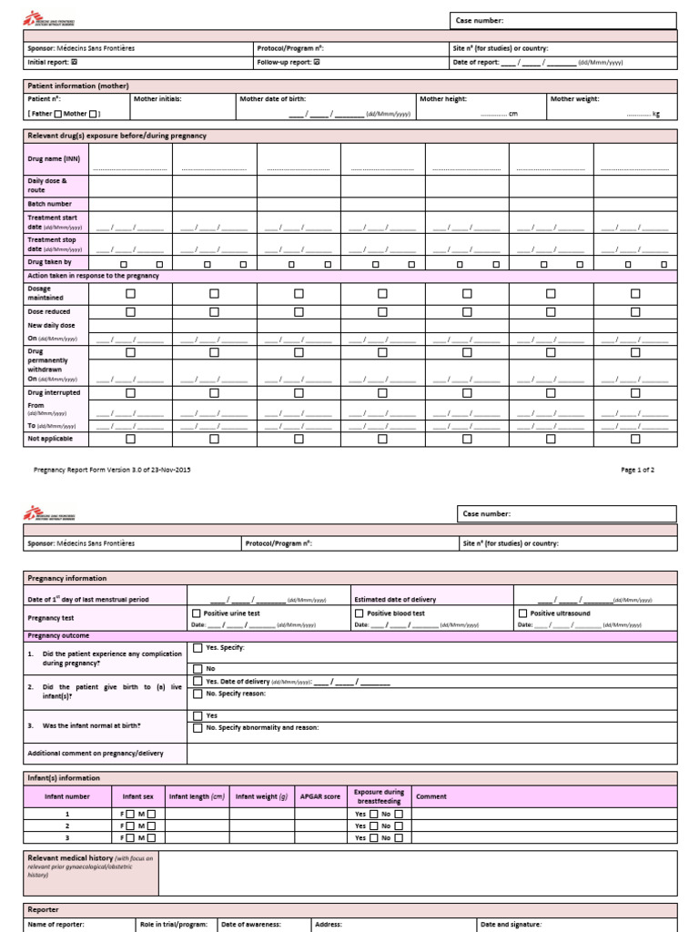 PV-TB-F02 - Pregnancy Report Form | PDF | Pregnancy | Childbirth