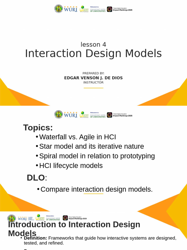Lesson 4 - Interaction Design Models | PDF | Usability | Agile Software ...