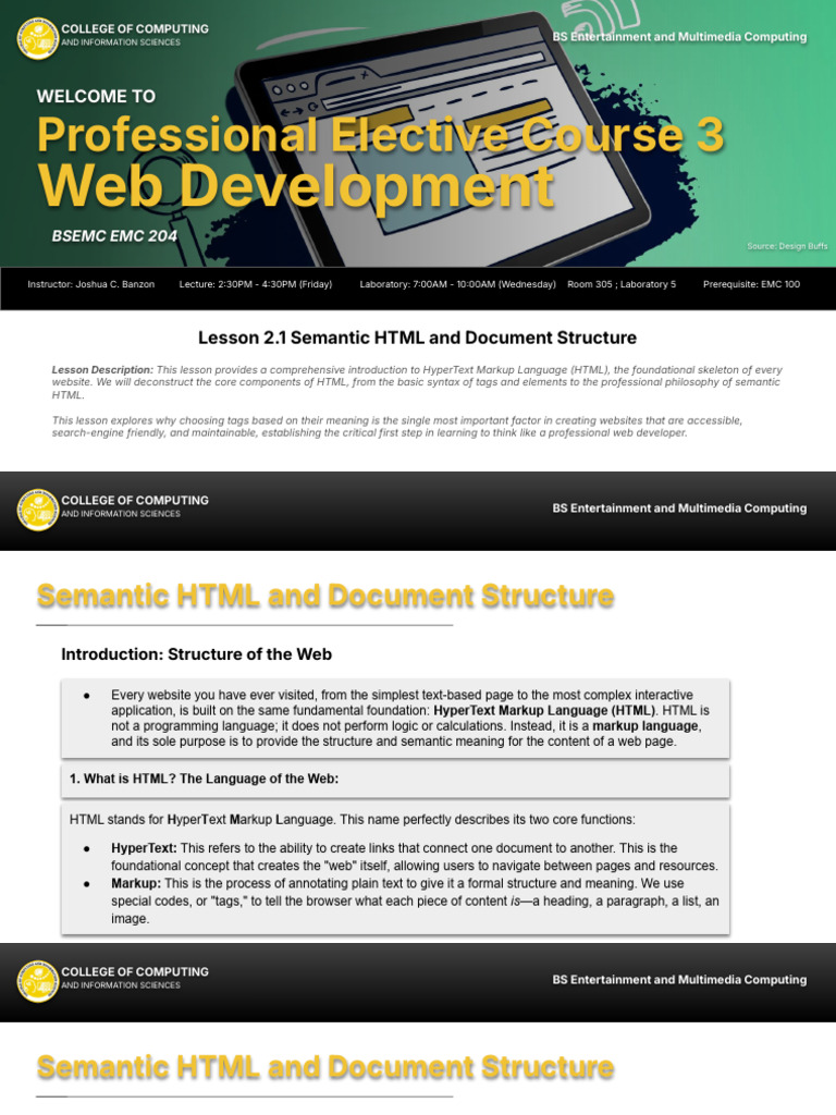 Introduction to Semantic HTML Basics | PDF | Html Element | Html