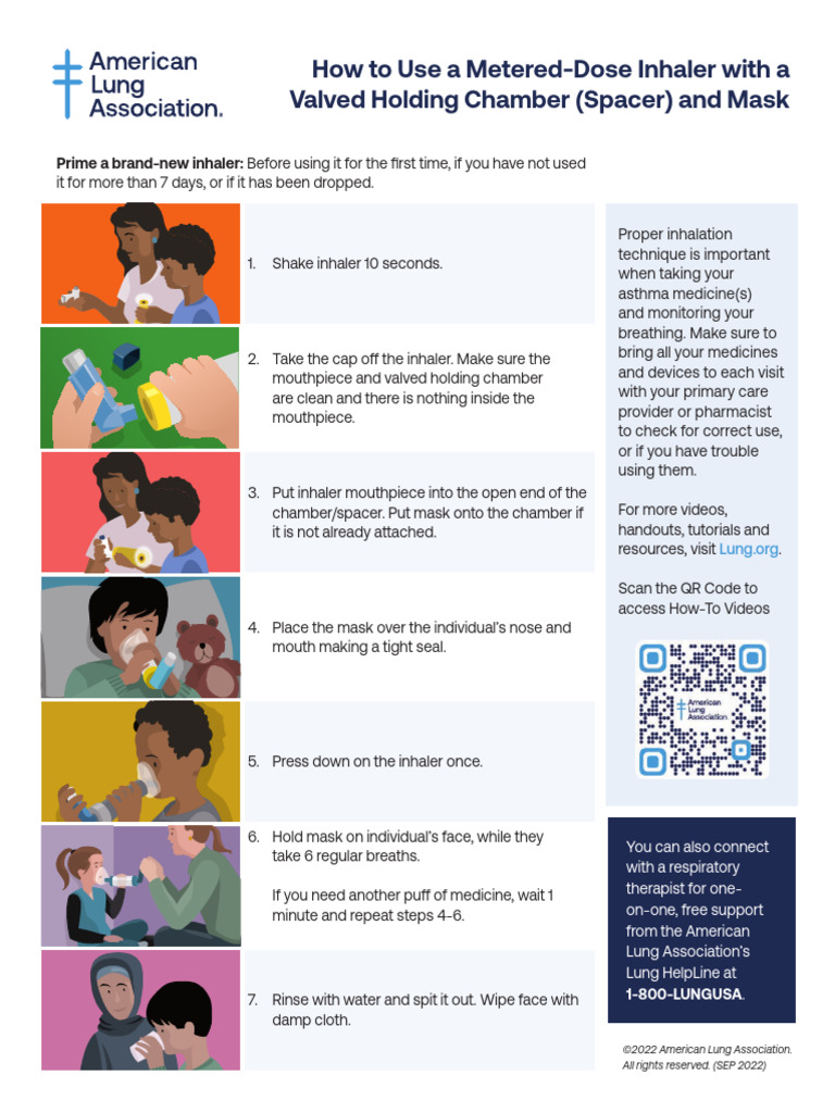 Using an Inhaler with Spacer and Mask | PDF | Pulmonology | Respiration