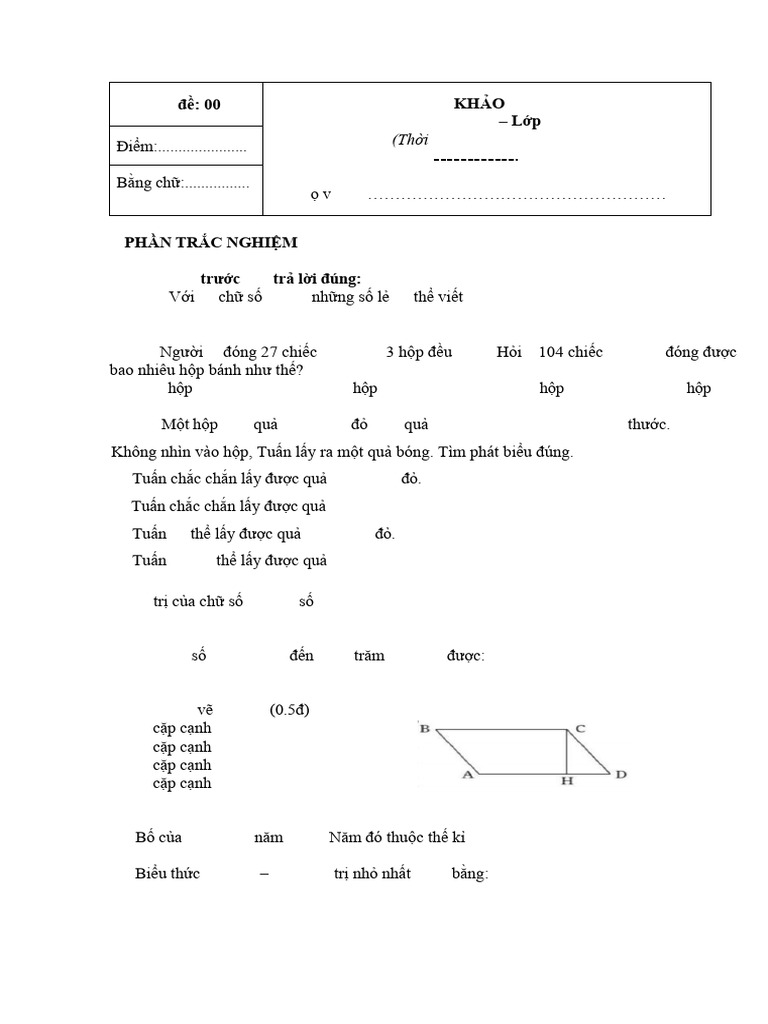 ĐKT Toán 1 - 002 | PDF