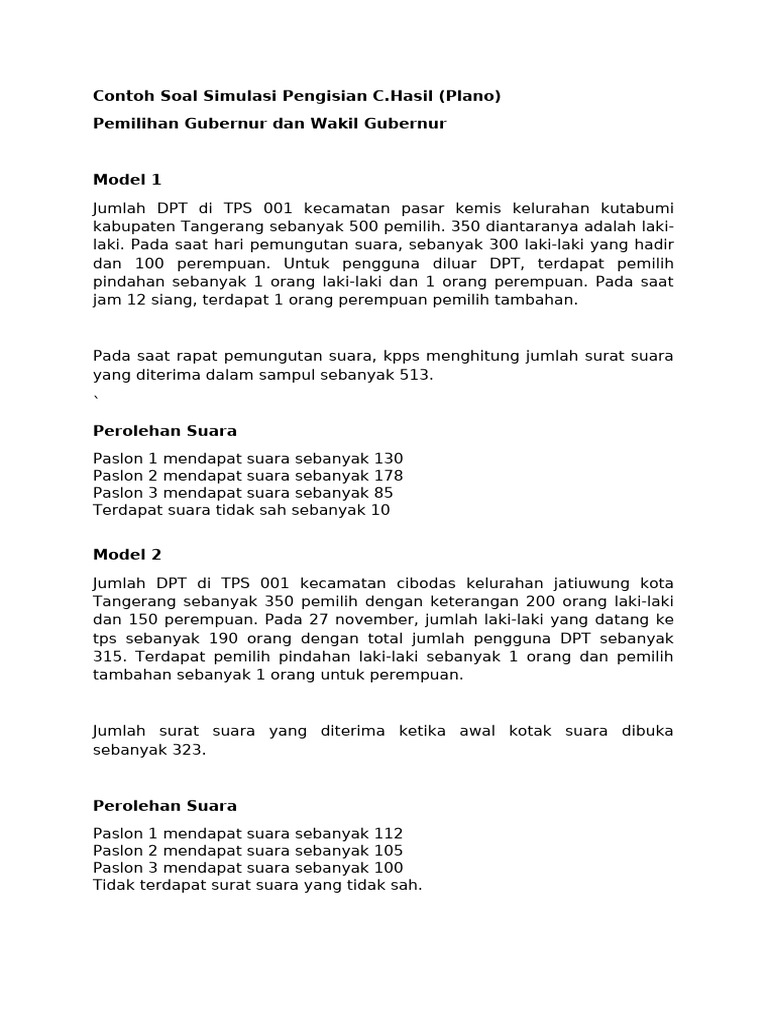 Contoh Soal Pemungutan Suara Pilkada | PDF