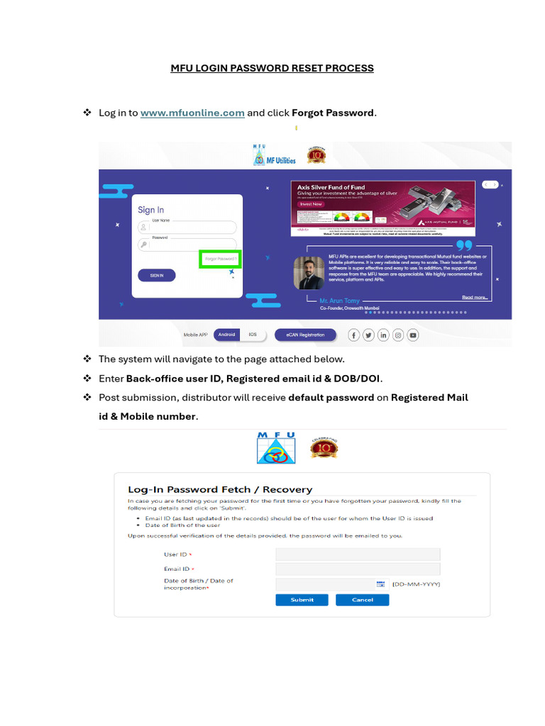 1.MFU Login Password Reset Process | PDF