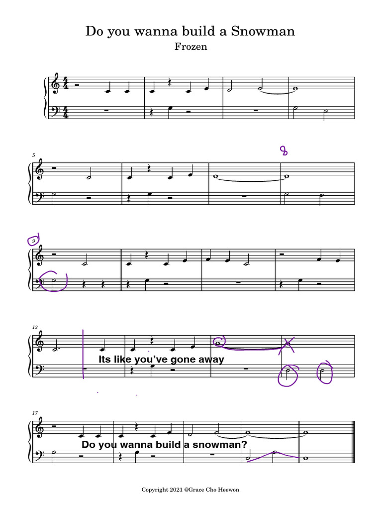 Do You Wanna Build A Snowman Easy Version | PDF