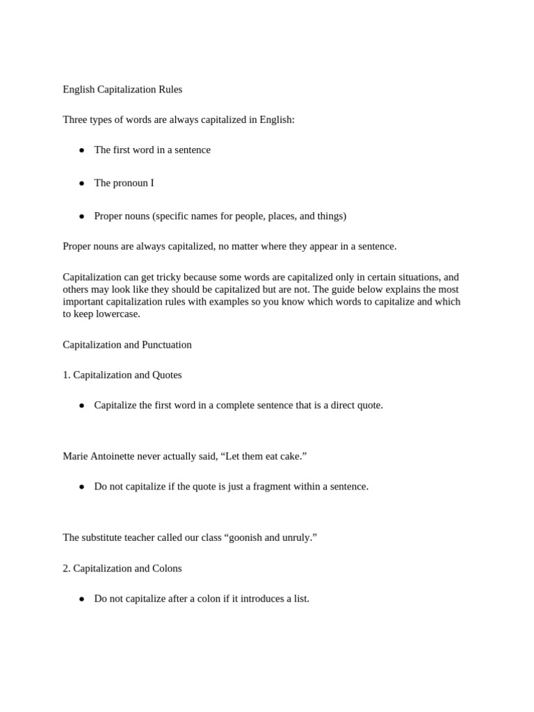 English Capitalization Rules | PDF | Comma | Punctuation