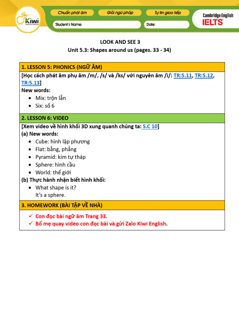 LAS 3 - Unit 5.3 - Shape Around Us (33-34) | PDF