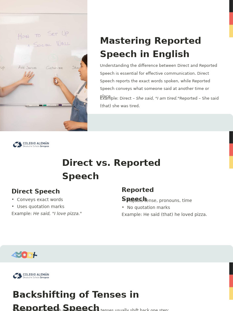 Direct vs. Reported Speech Explained | PDF | Syntax | Language Mechanics