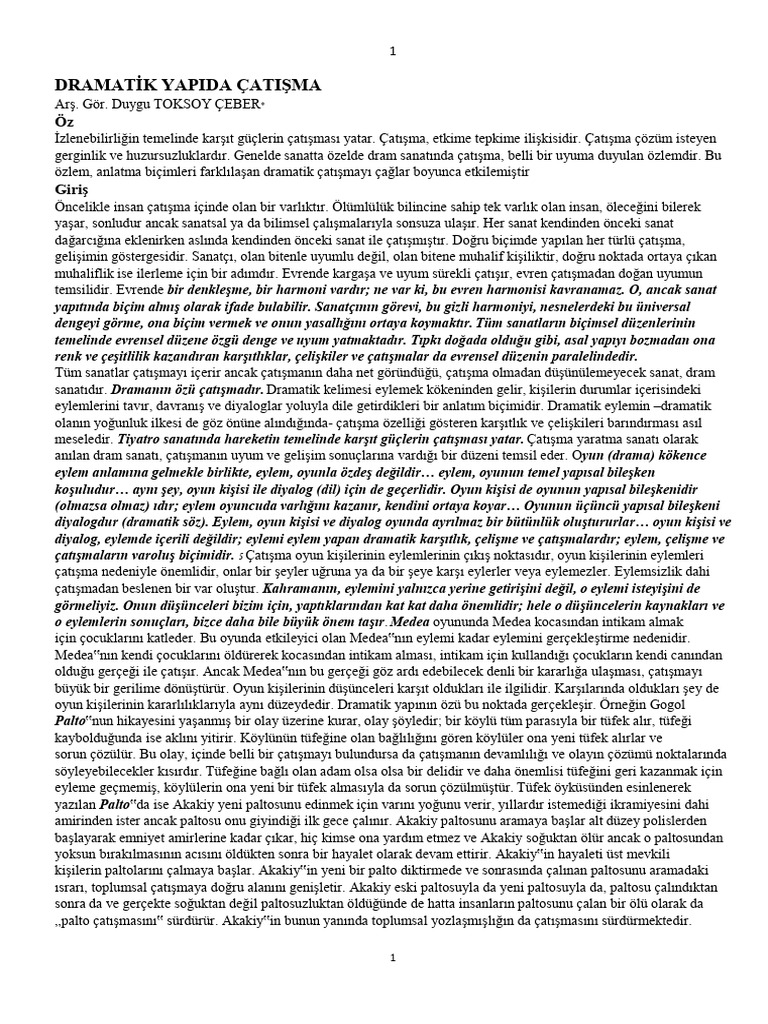 Dramati̇k Yapida Çatişma | PDF