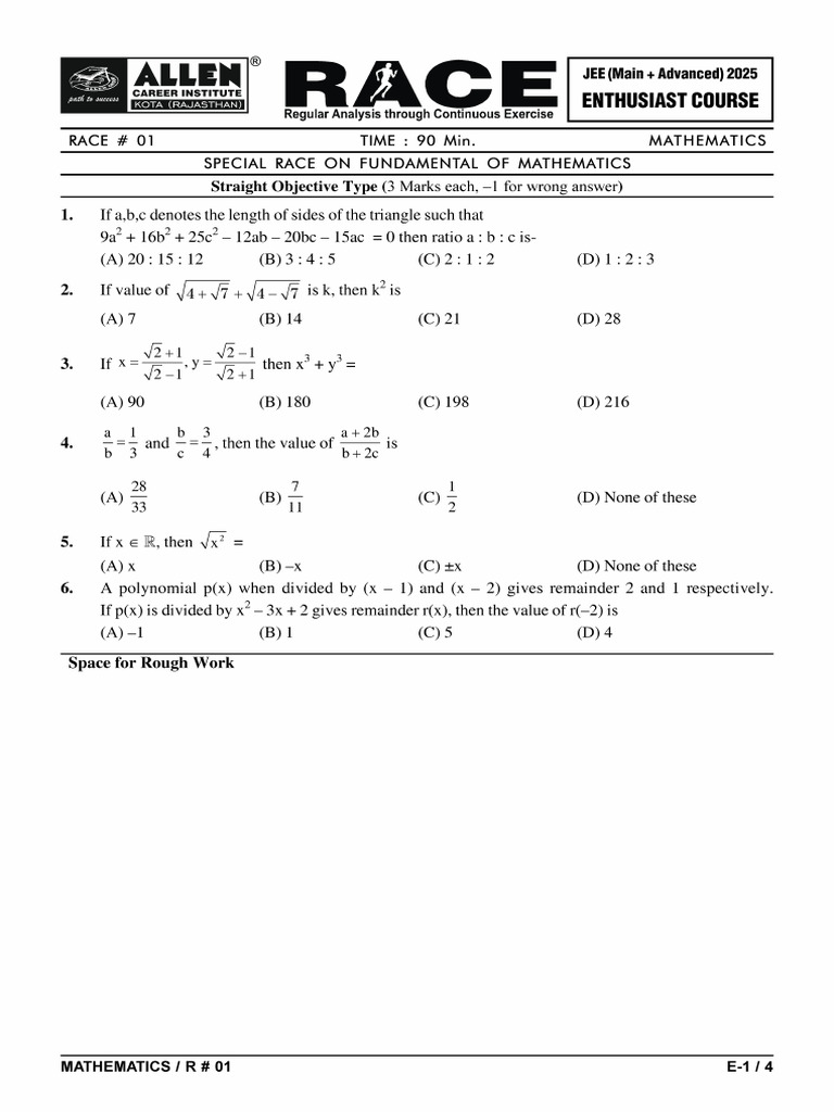 Basic Maths - Race | PDF
