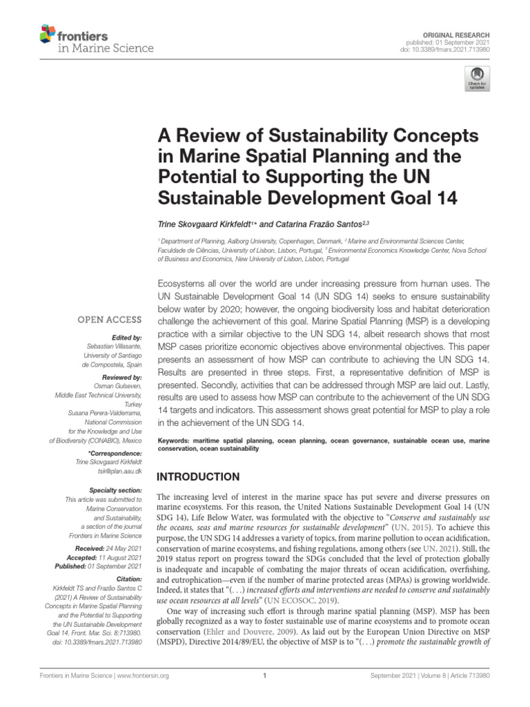 113 A Review of Sustainability Concepts in Marine Spatial Planning and ...