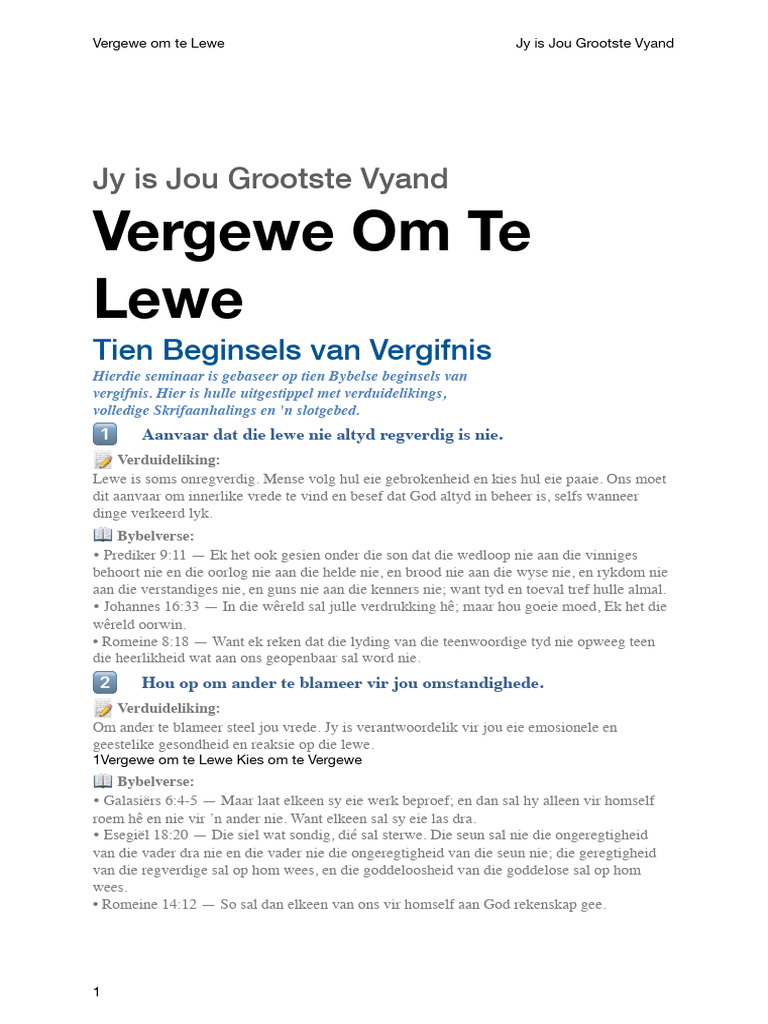 6 Vergewe Om Te Lewe - Jy Is Jou Grootste Vyand | PDF