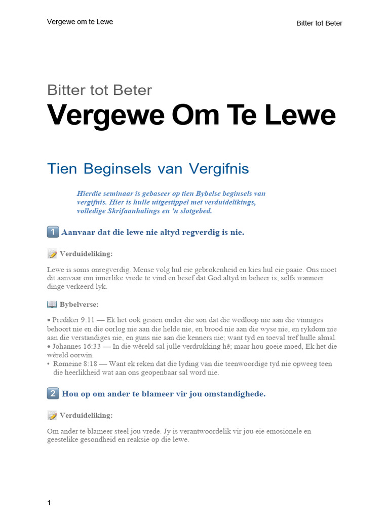5 Vergewe Om Te Lewe - Bitter Tot Beter | PDF