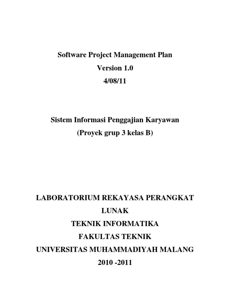 Software Project Management Plan | PDF